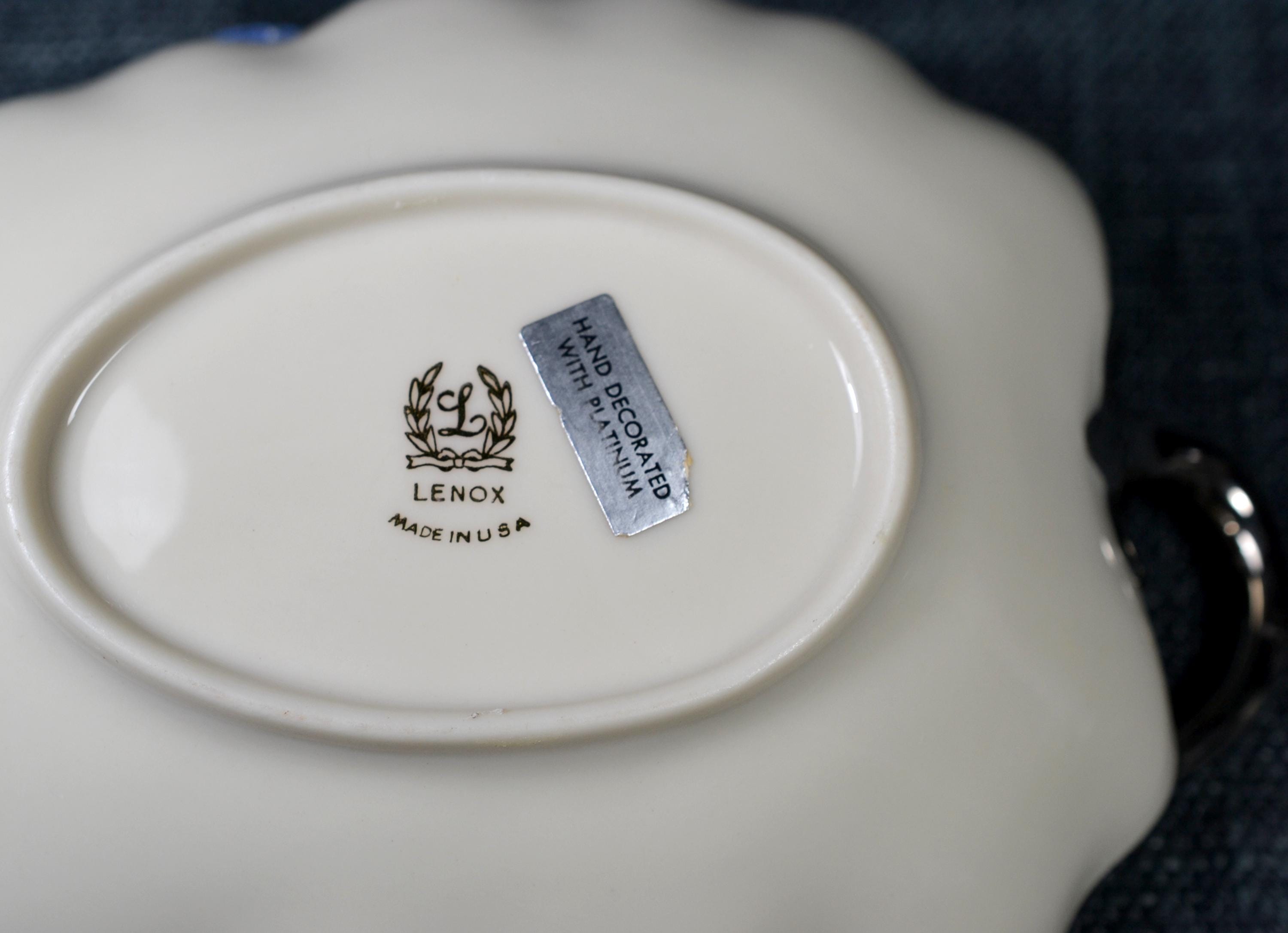 Vintage Lenox Leaf Shaped Trinket Candy Dish Woodleaf Platinum – Made ...