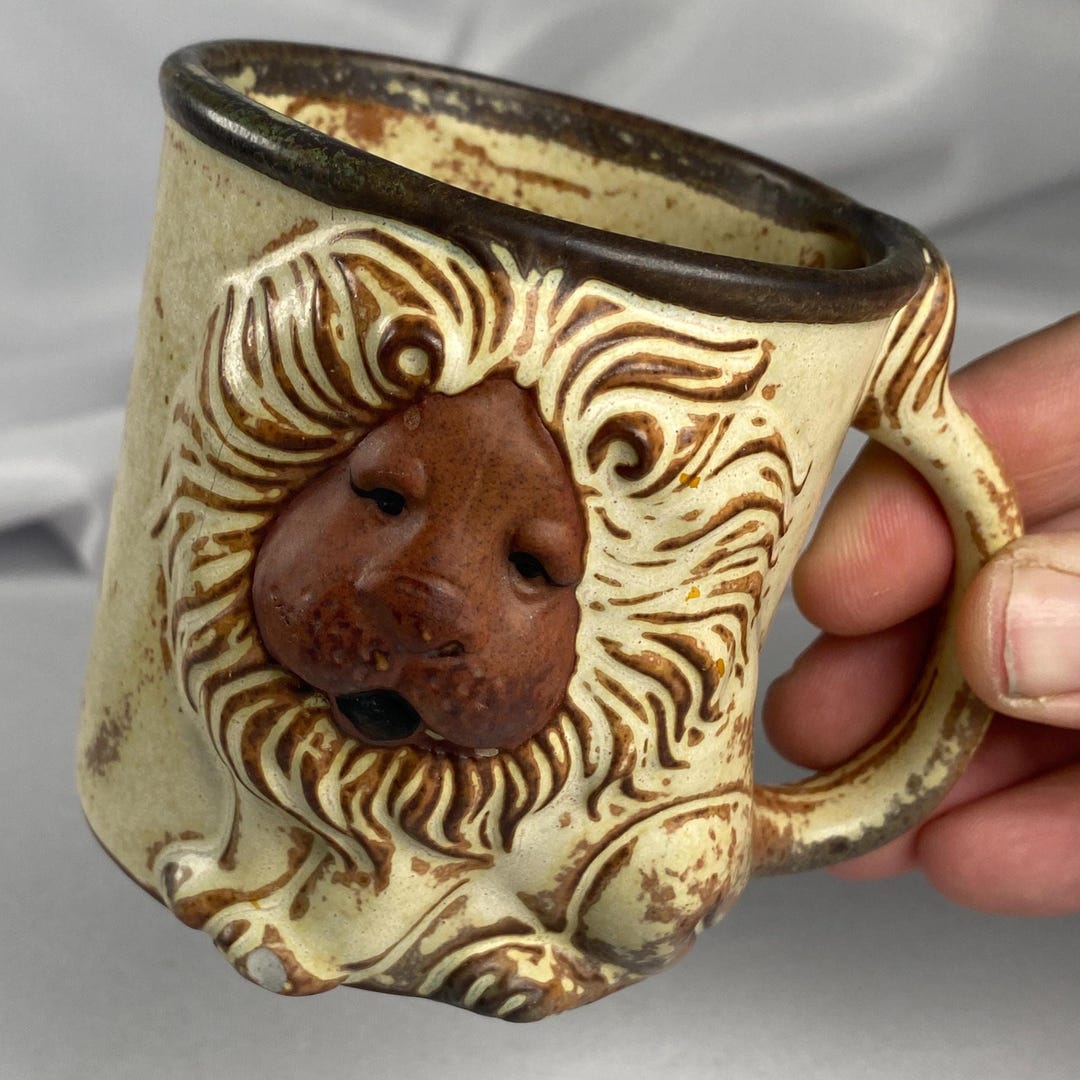 Vintage John Buck Gempo Lion Stoneware Mug 10oz Japan 1970s Roaring Fun ...