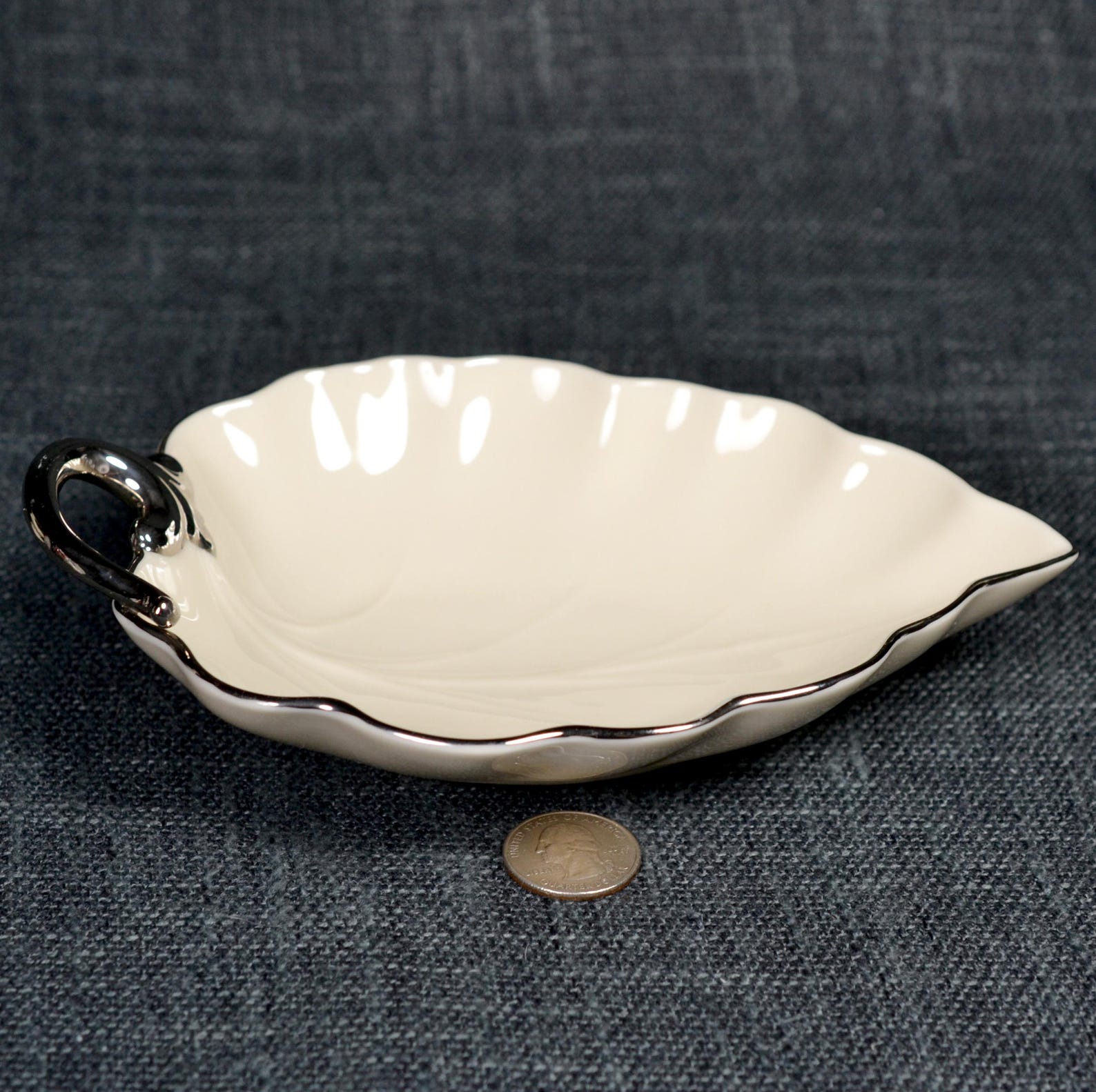 Vintage Lenox Leaf Shaped Trinket Candy Dish Woodleaf Platinum – Made ...