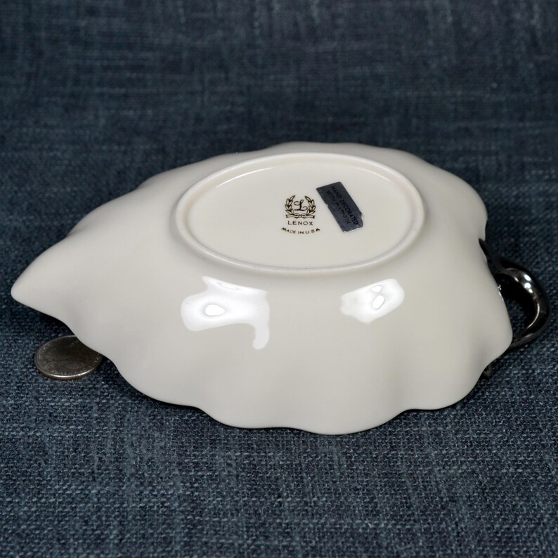 Vintage Lenox Leaf Shaped Trinket Candy Dish Woodleaf Platinum – Made ...