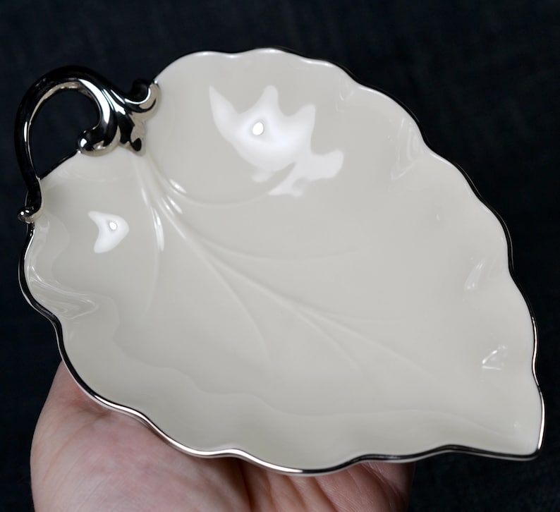 Vintage Lenox Leaf Shaped Trinket Candy Dish Woodleaf Platinum – Made ...