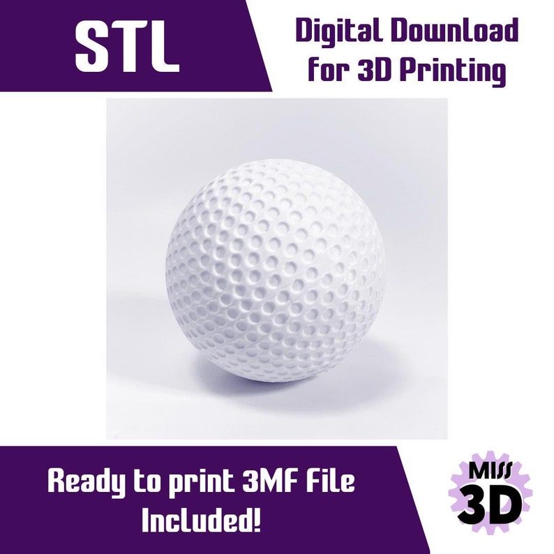 Golf Ball - 3D STL - Digital Download | Miss3d | STL File for 3D ...