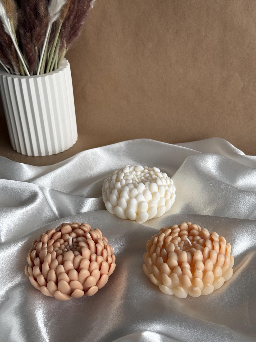 Chrysanthemum Flowers Candle | Unique Candle Wedding Favour | Flower ...