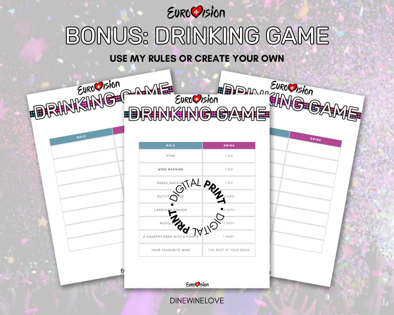 Eurovision Party Printables 2025: 14+ Eurovision Bingo Cards, Detailed ...