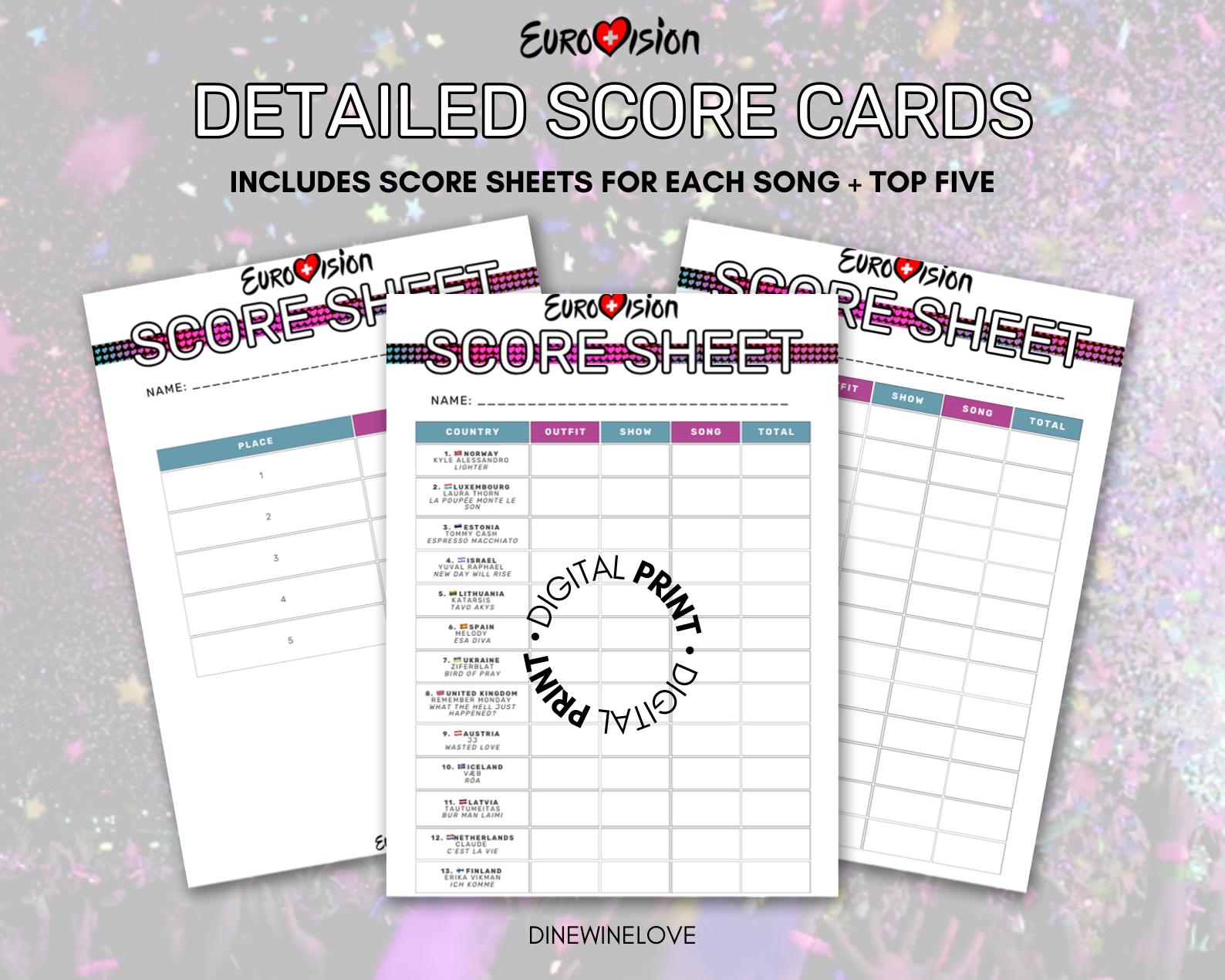 Eurovision Party Printables 2025: 14+ Eurovision Bingo Cards, Detailed ...