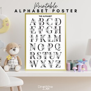 Alphabet Poster A-Z Flower Alphabet Print Kids Wall Art, Nursery and ...