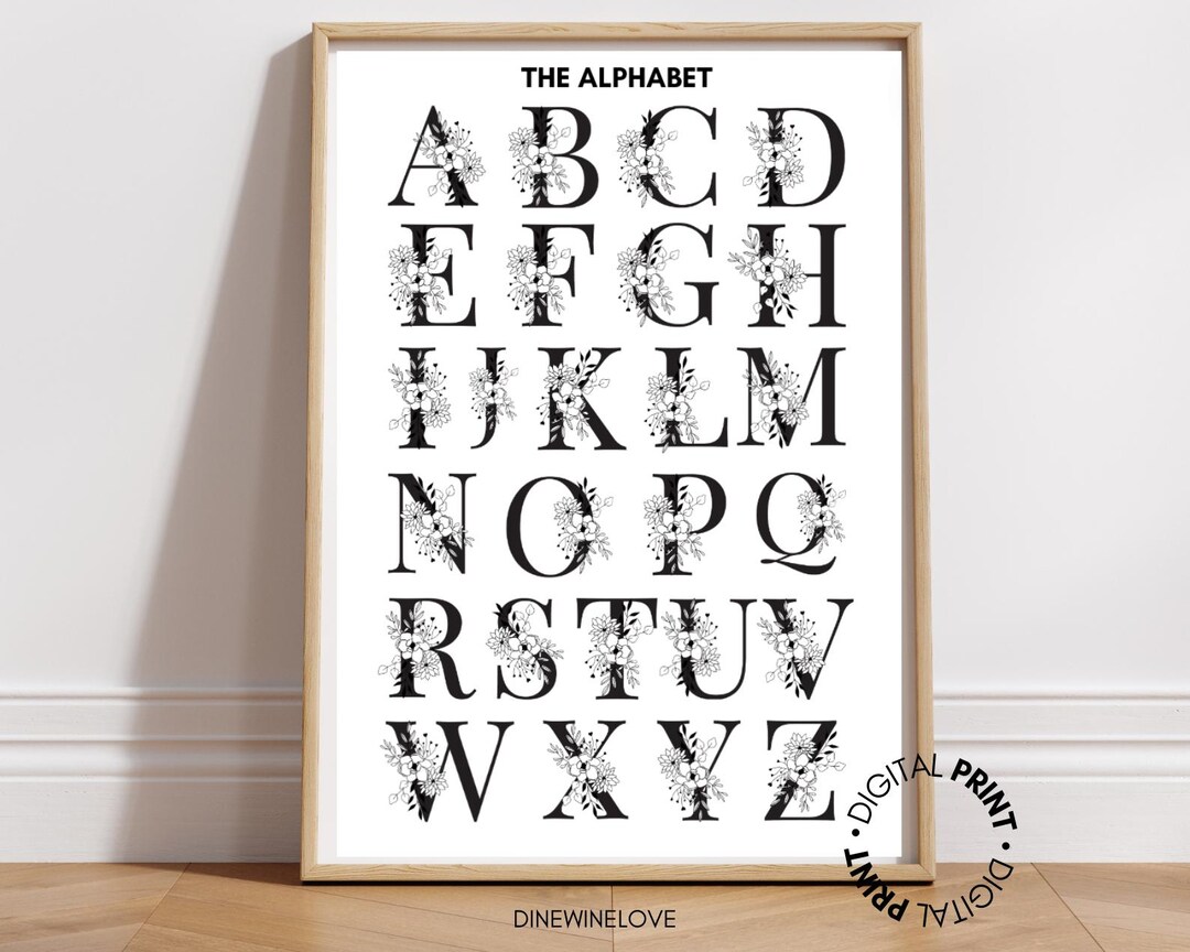 A-Z Alphabet Poster: Modern Alphabet Print, Kids Wall Art, Nursery and ...