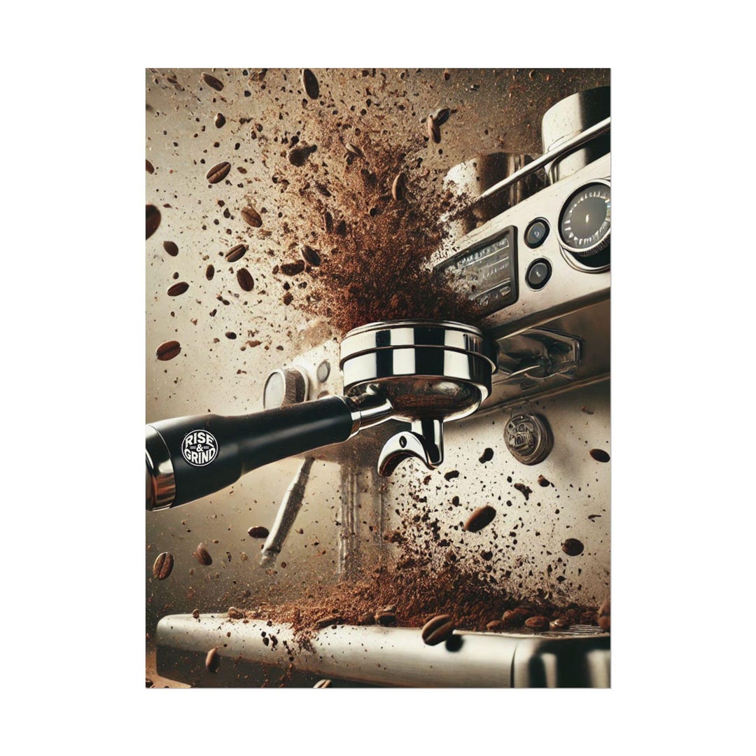 Coffee Machine Art Print Modern Espresso Maker Poster With Coffee ...