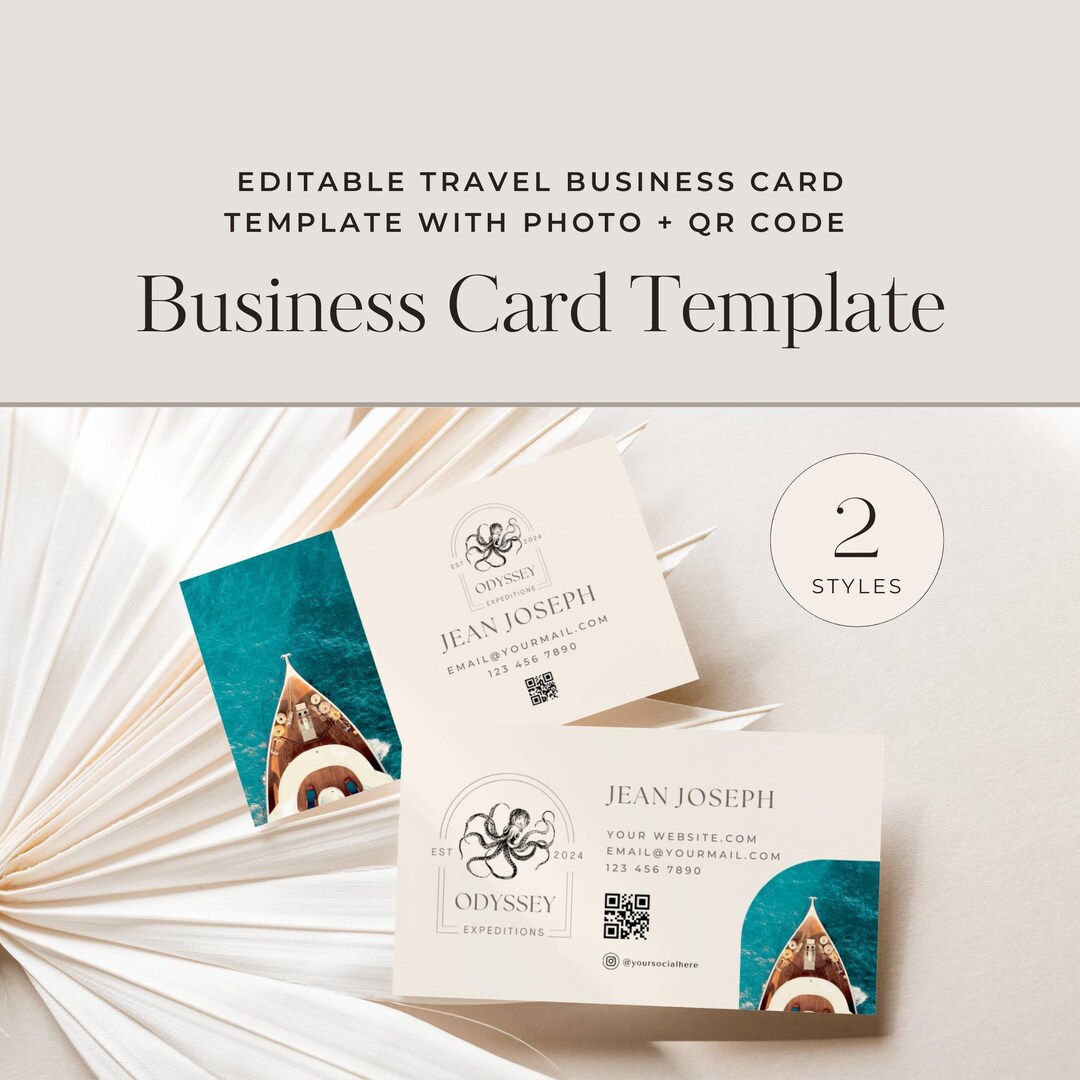 Travel Advisor Business Card With Photo + QR Code | Travel Business ...