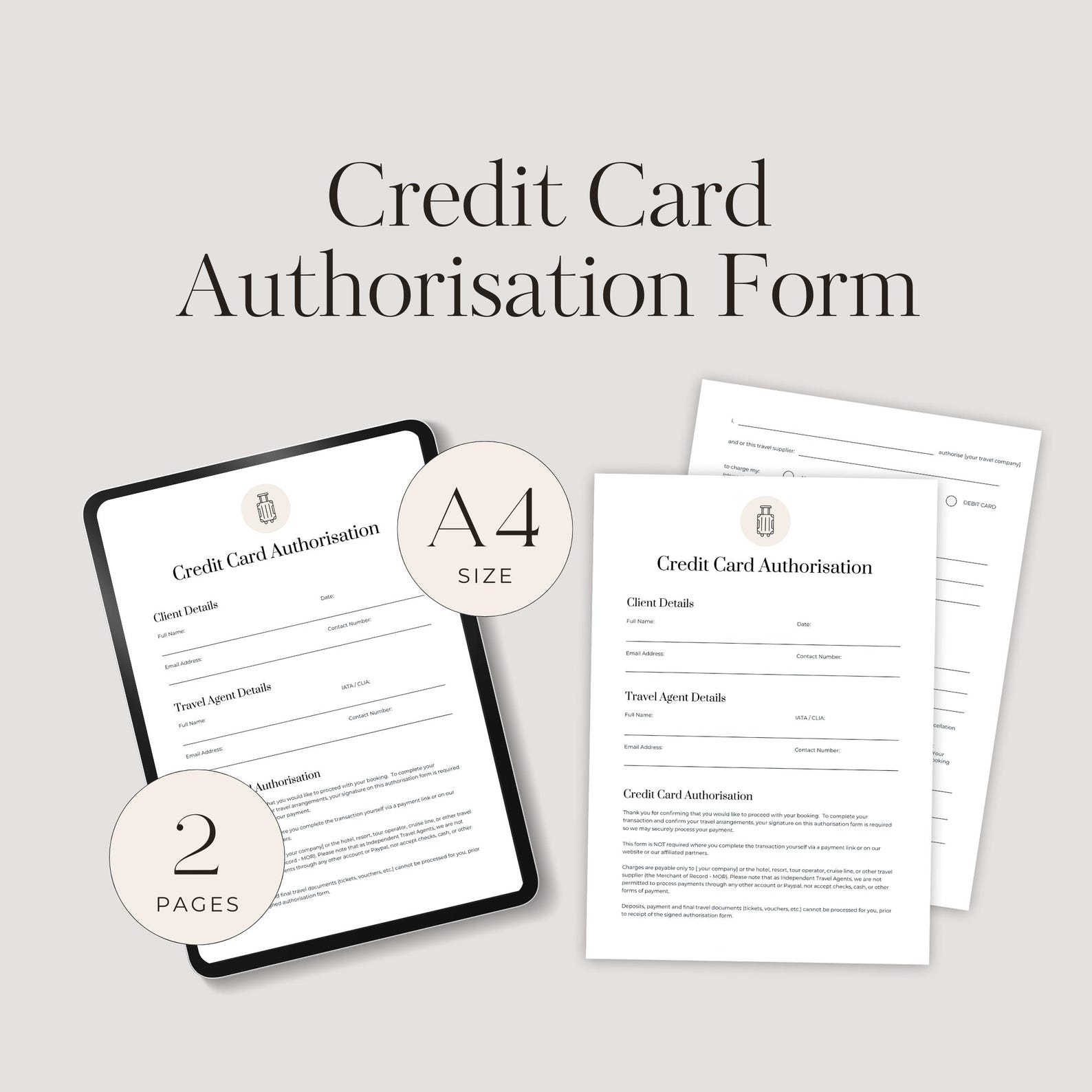 Credit Card Authorisation Form | Credit Card Details Form for Clients ...