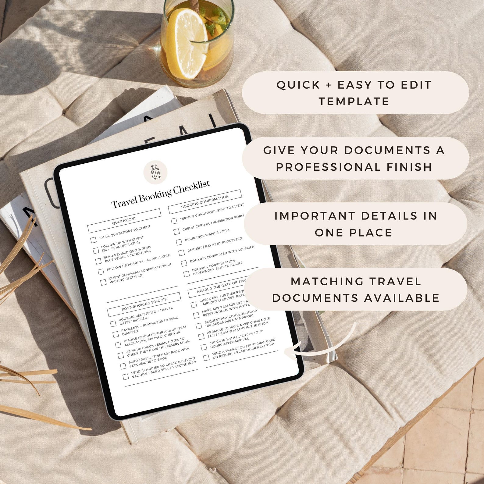 Travel Advisor Checklist Editable Template | Trip Booking Checklist ...