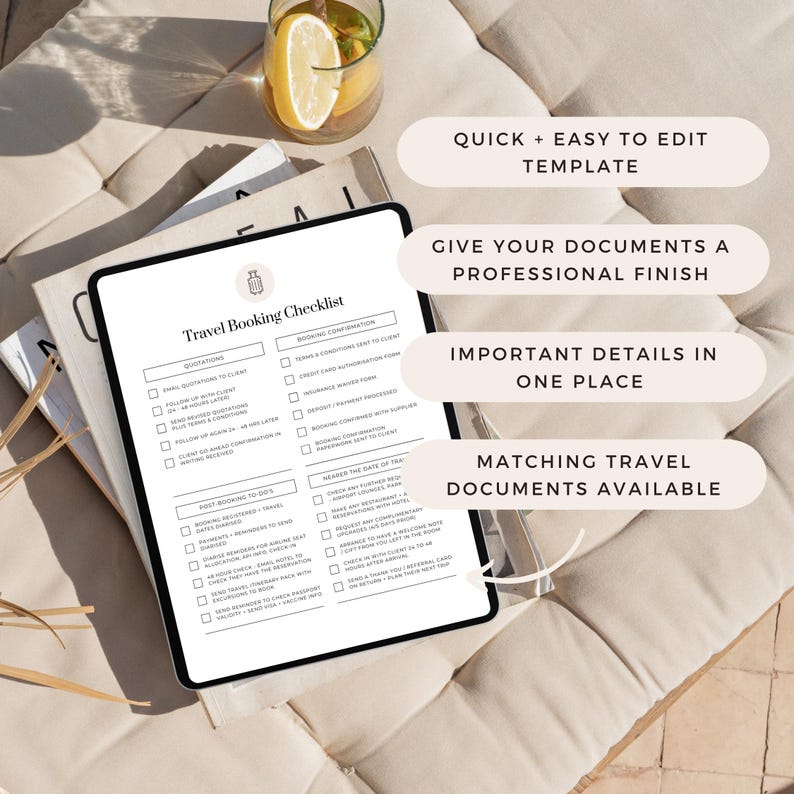 Travel Advisor Checklist Editable Template | Trip Booking Checklist ...