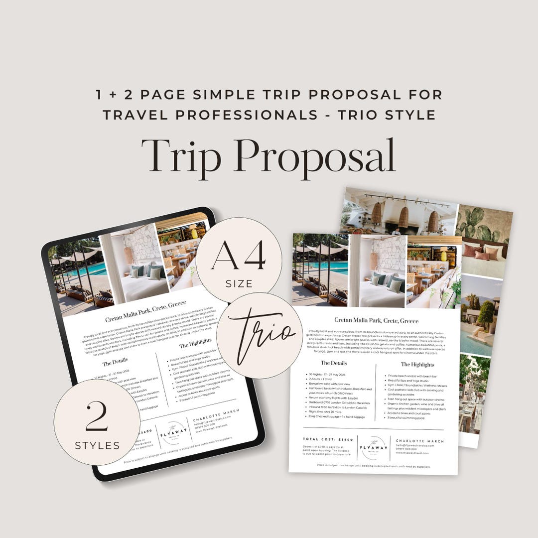 Trip Proposal Template | Editable in Canva, UK A4 (digital Download ...