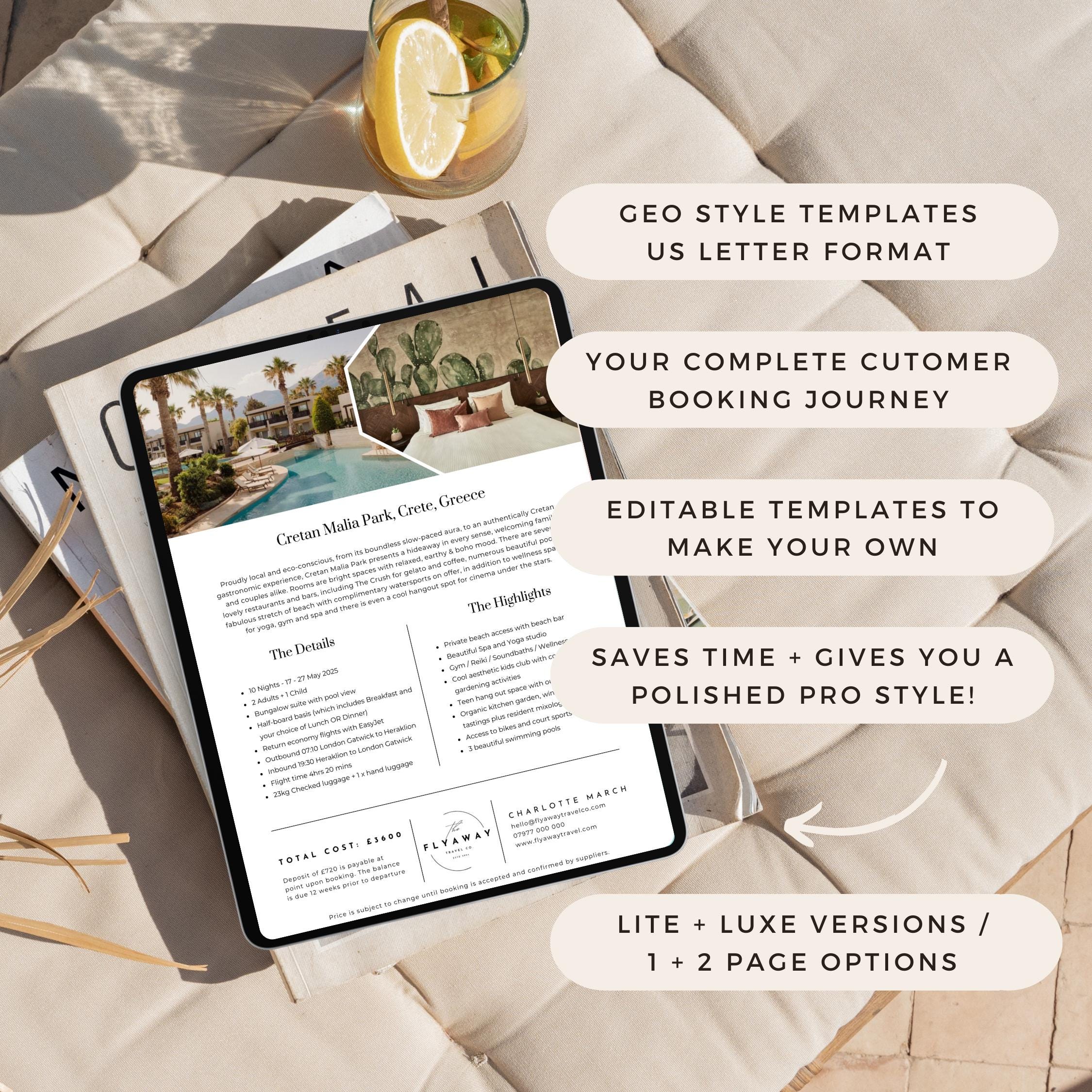The Travel Booking Bundle | US Format Geo Style | Editable Travel ...