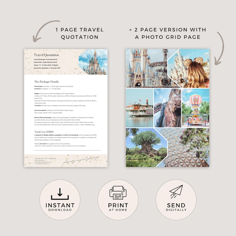 WDW Resort Travel Quote Template: A4 Canva Editable (digital Download ...
