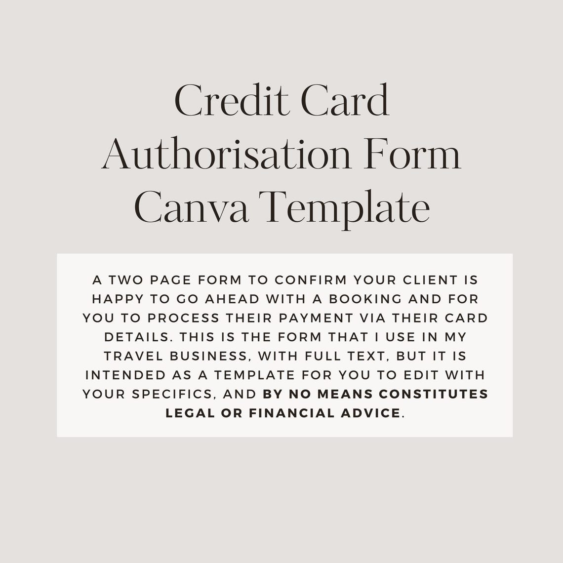 Credit Card Authorisation Form | Credit Card Details Form for Clients ...