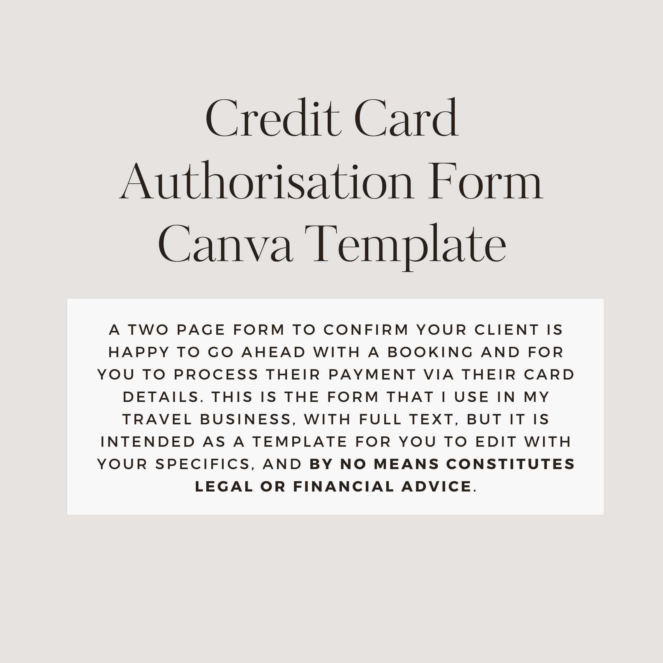 Credit Card Authorisation Form | Credit Card Details Form for Clients ...