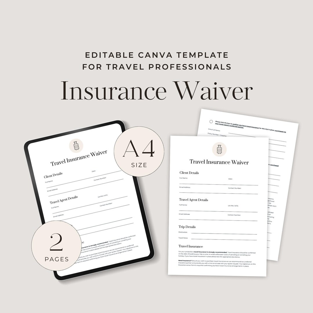 Travel Insurance Waiver Form | Holiday Insurance Form for Clients ...