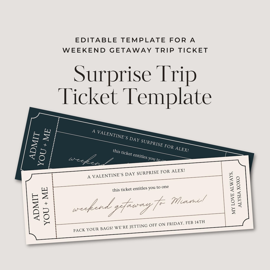 Surprise Trip Ticket Template | Editable Travel Voucher | Canva ...