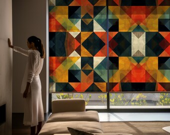 Colorful Geometric Pattern Roller Blind - Vibrant and Artistic Design ...
