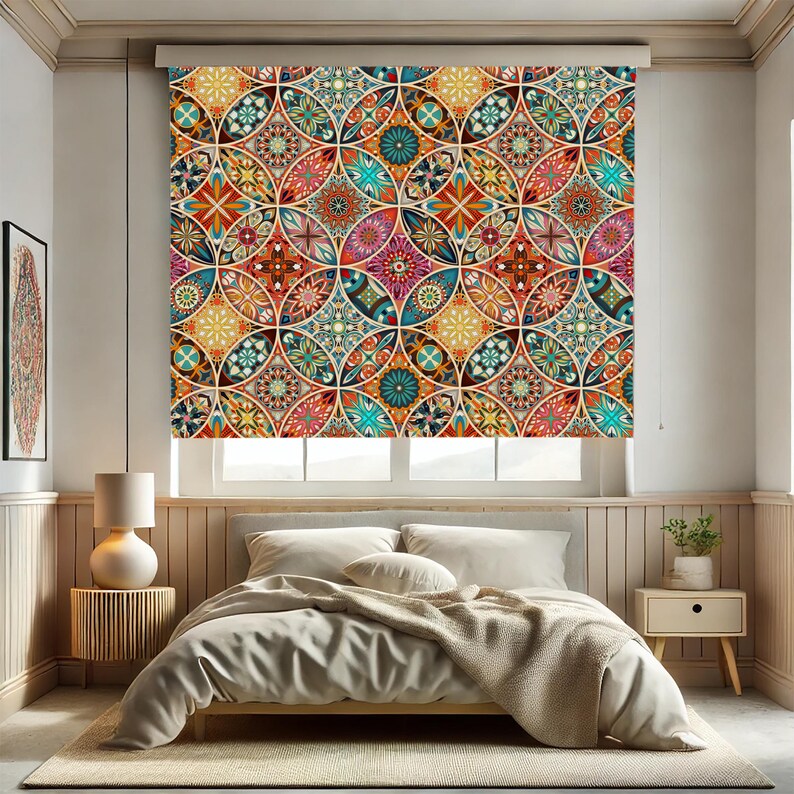 Colorful Geometric Pattern Roller Blind - Vibrant and Artistic Design for Modern Home Decor ...