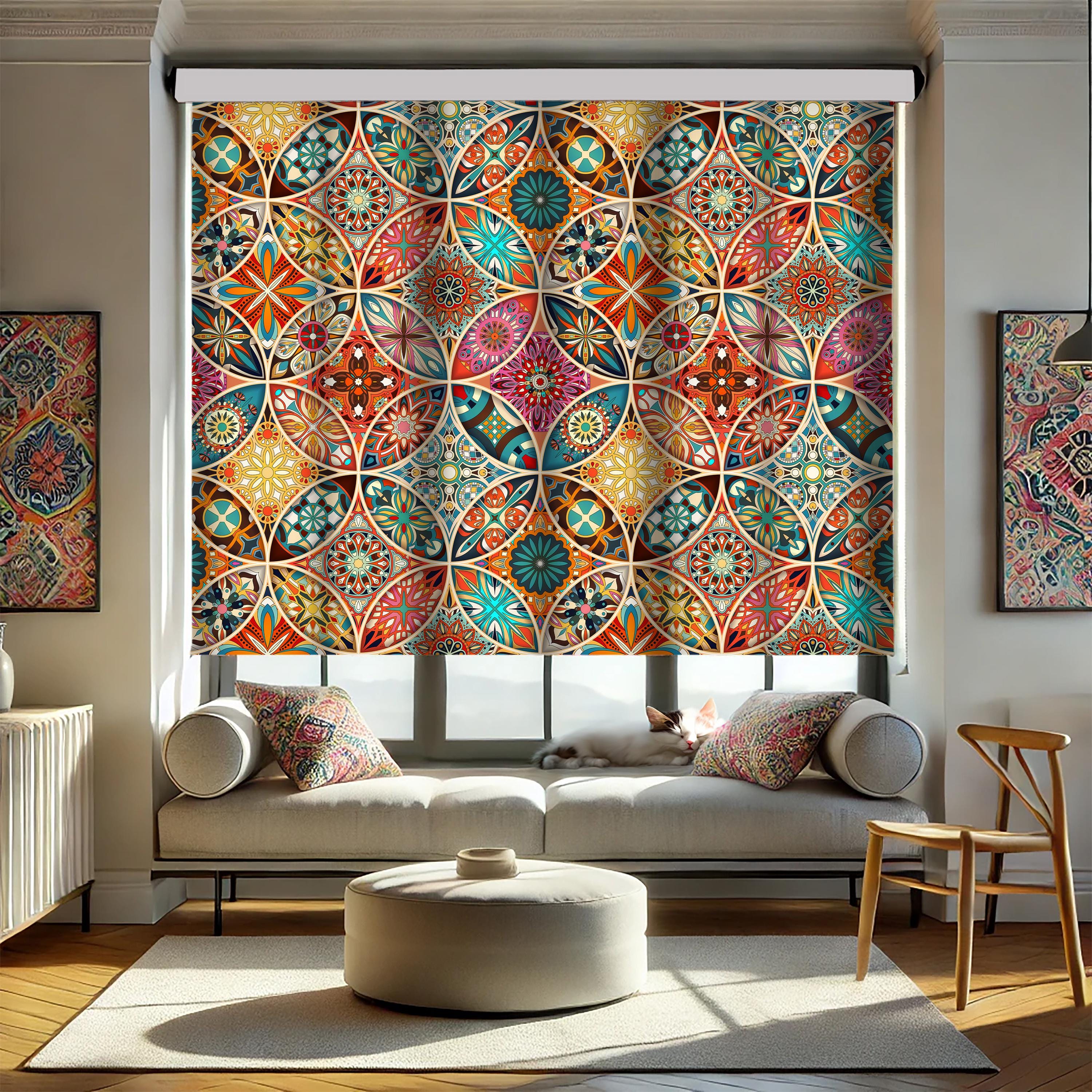 Colorful Geometric Pattern Roller Blind - Vibrant and Artistic Design ...