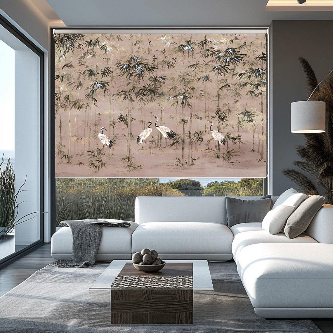 Crane Birds, - Vintage Chinoiserie , Roller Blind Printed, French Door ...