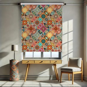 Colorful Geometric Pattern Roller Blind - Vibrant and Artistic Design for Modern Home Decor ...
