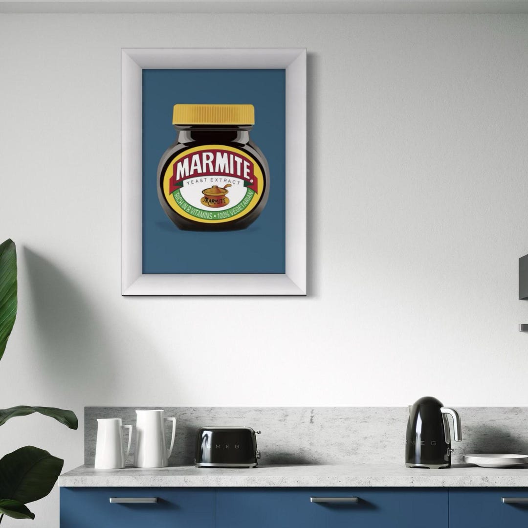 Colourful Marmite Kitchen Art Print Digital Print A4 Size Blue Wall Art Unique Home Decor Ideal ...