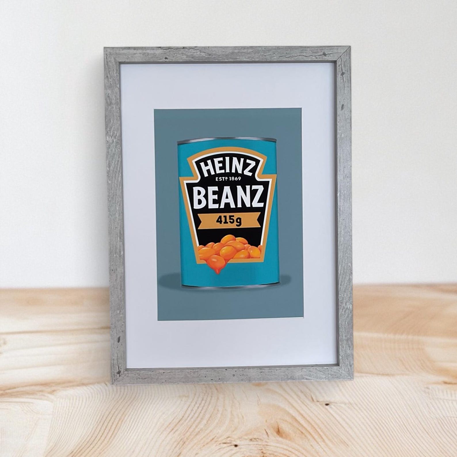 Heinz Beans Art Print/poster, A4 Blue, Unique Quirky Original Art for ...