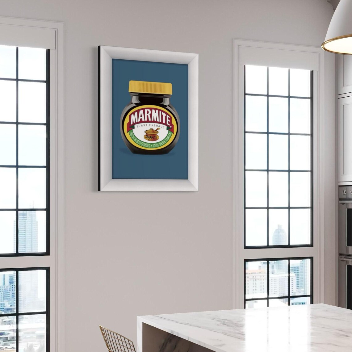 Colourful Marmite Kitchen Art Print Digital Print A4 Size Blue Wall Art ...