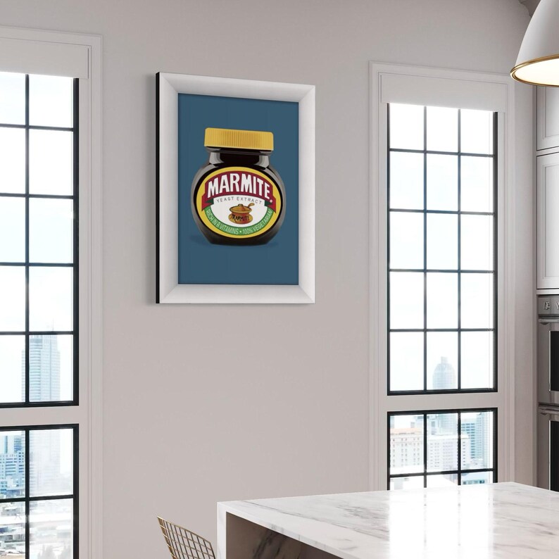 Colourful Marmite Kitchen Art Print Digital Print A4 Size Blue Wall Art Unique Home Decor Ideal ...