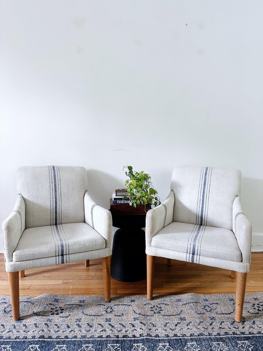 Rustic Farmhouse - French Grain Sack Upholstered Arm Chairs - Etsy