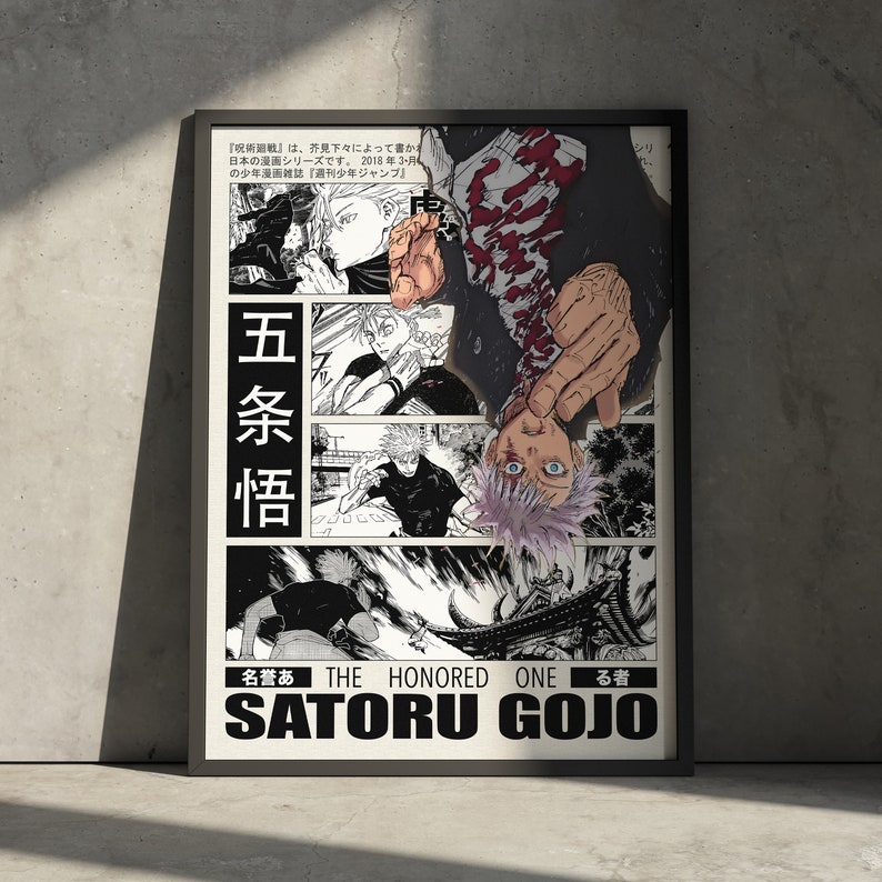 Póster de anime Satoru Gojo Jujutsu Kaisen, decoración de pared para el ...
