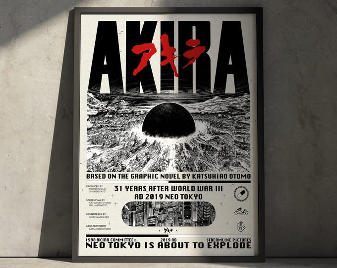 Akira Anime Poster Print, Shotaro Kaneda Retro Minimalist Manga Art ...