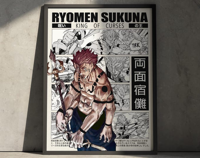 Sukuna Jujutsu Kaisen Anime Poster Art, JJK Ryomen Sukuna Manga Poster ...