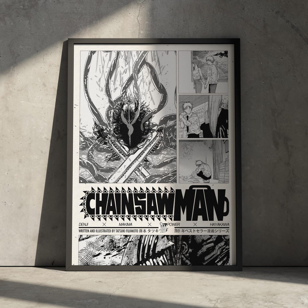 Chainsaw Man Anime Artwork Print, Denji Manga Minimalist Japanese ...