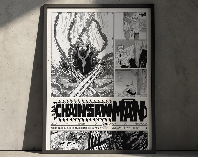 Chainsaw Man Anime Artwork Print, Denji Manga Minimalist Japanese ...