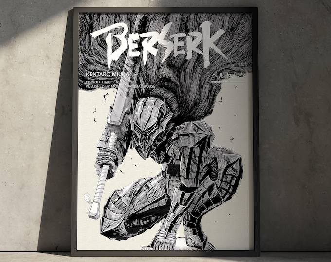 Berserk Manga Poster Art Print, Guts Griffith Anime Minimalist Retro ...