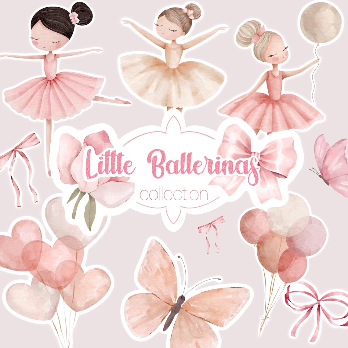 Watercolor Ballerina Clip Art for Kids Decor, Cards, Party & Room ...