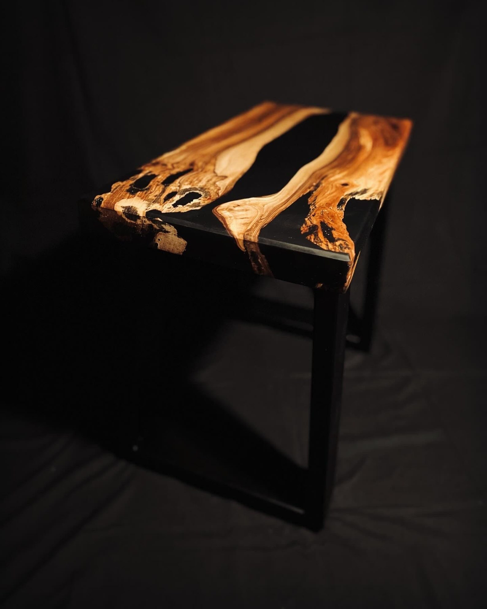 Live Edge Walnut and Epoxy End Table Black Walnut End Table With Black ...