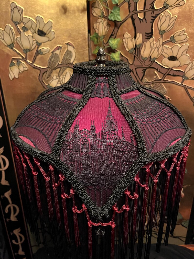 OUDEKERK – Dark Red and Black Gothic Maximalist Vampire Lampshade ...