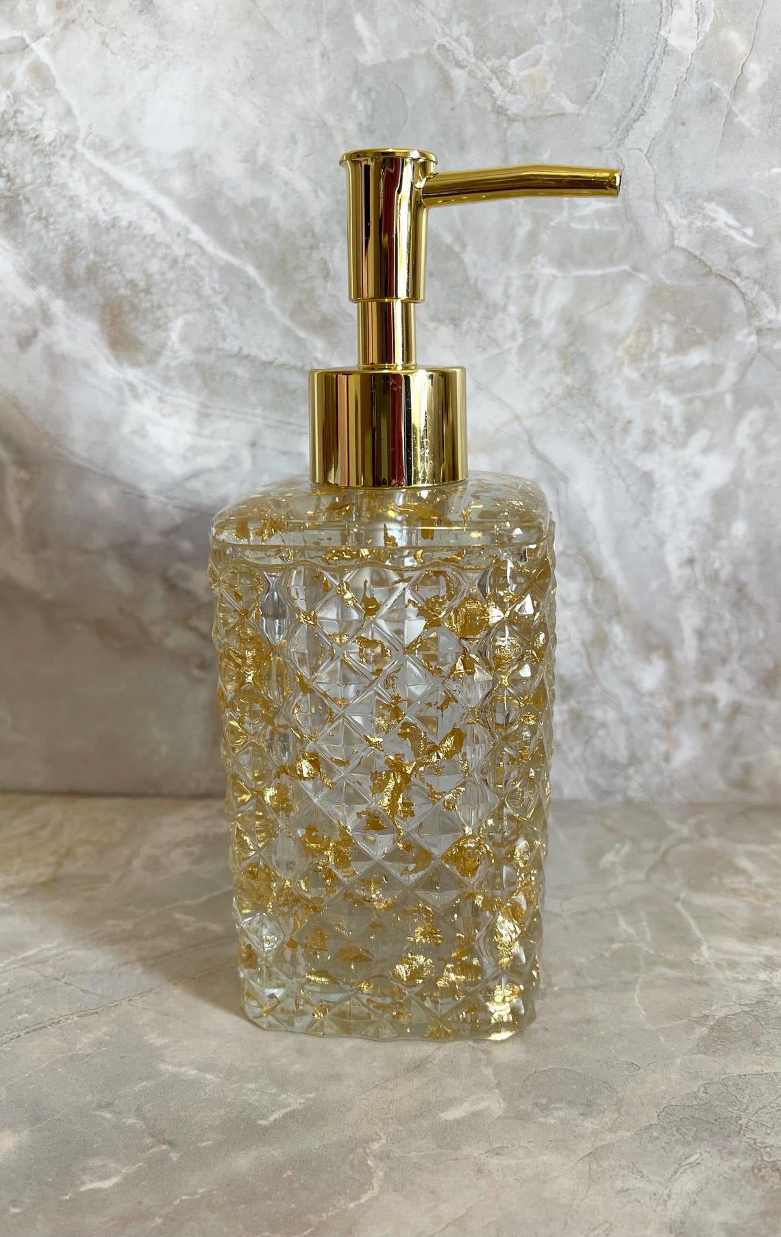 Elegant Gold Leaf Handmade Resin Soap Dispenser - Etsy