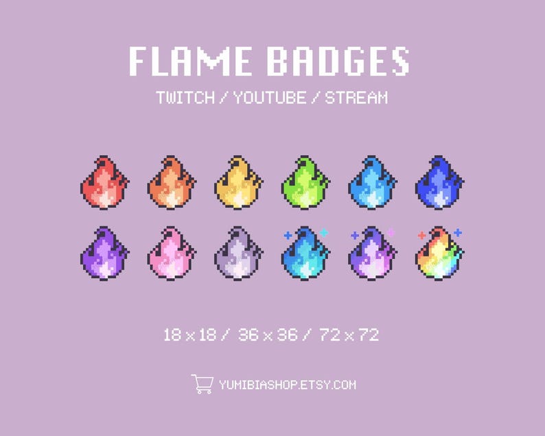 Flame Twitch Sub Badges | Fire Icon | Cheer & Bit Badges | Channel ...