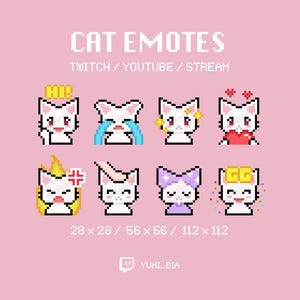 Cat Twitch Emote Pack (white) | Kitten Twitch Emote | Cute Twitch Emote ...