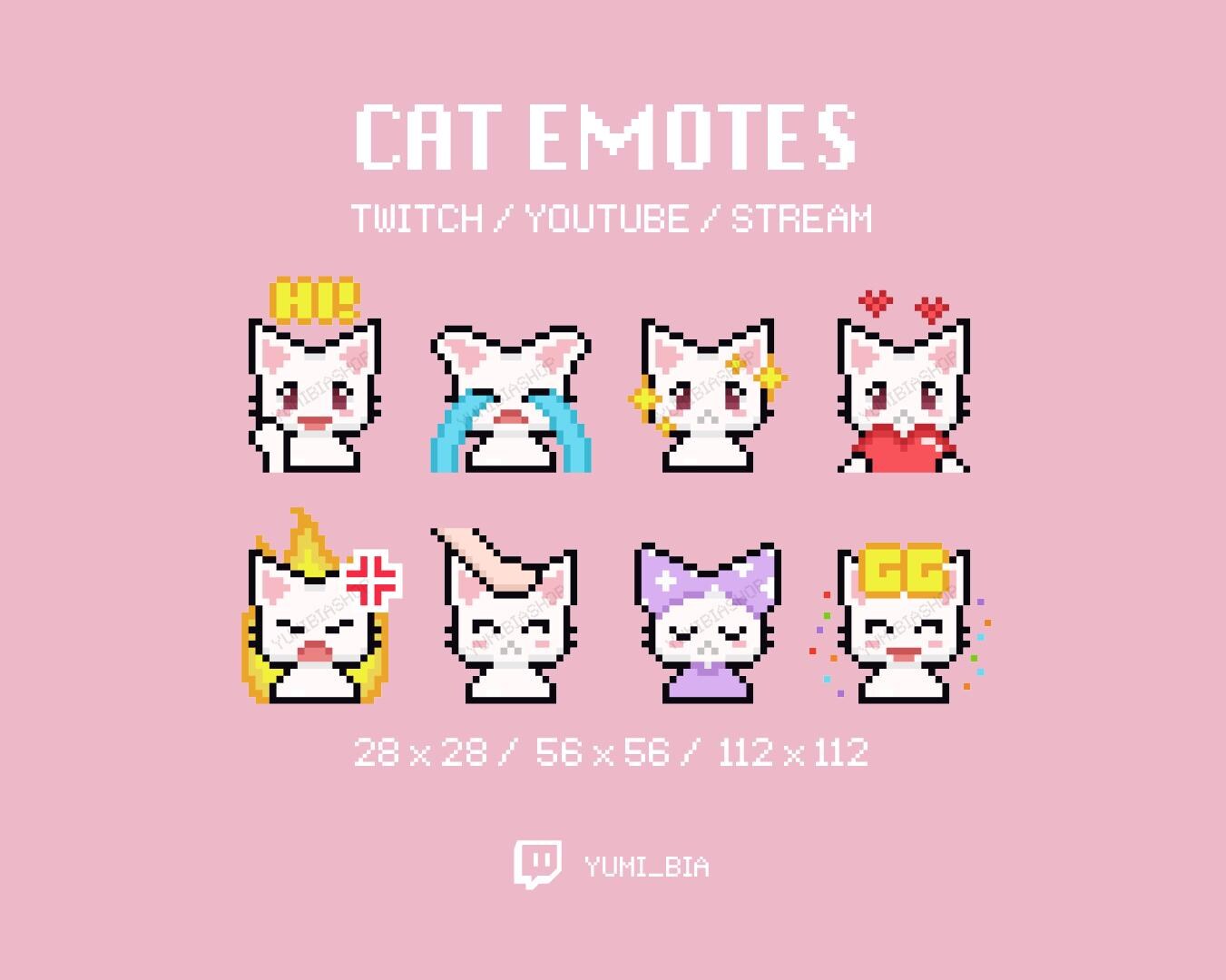 Pixel Art Cat Twitch Emotes | Kitten Streamer Emotes (instant Download ...