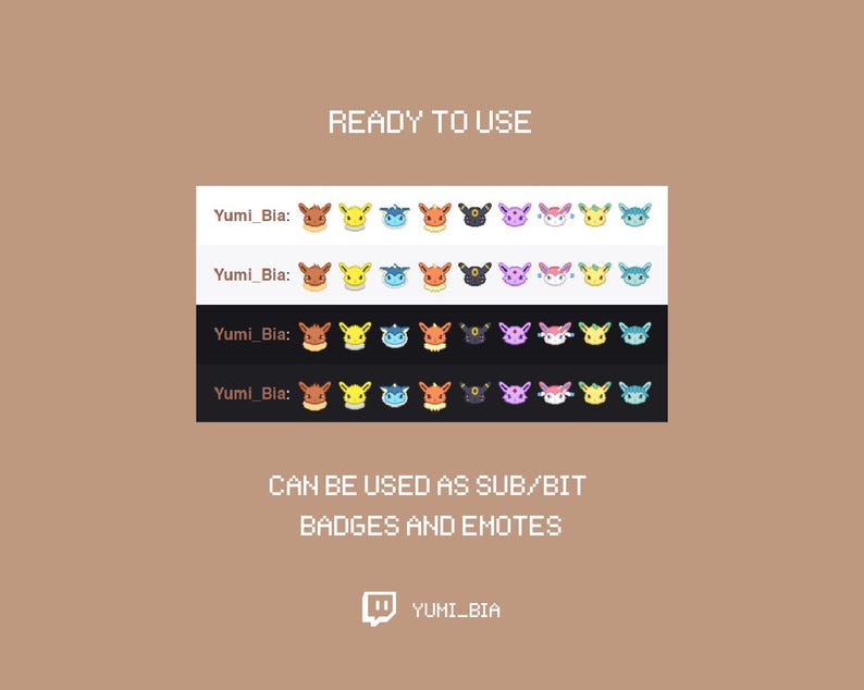 Pokémon Eevee Evolution Badges / Twitch Emotes / Sub Badges / Bit ...