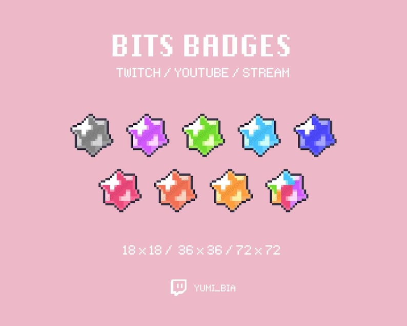 Bits Twitch Badges | Twitch Bit Badges | Twitch Sub Badges | Cute ...