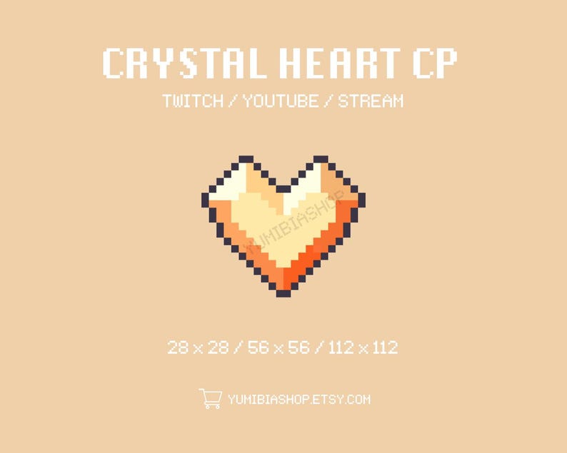 Pixel Art Crystal Heart Twitch Channel Point Icon (digital Download ...