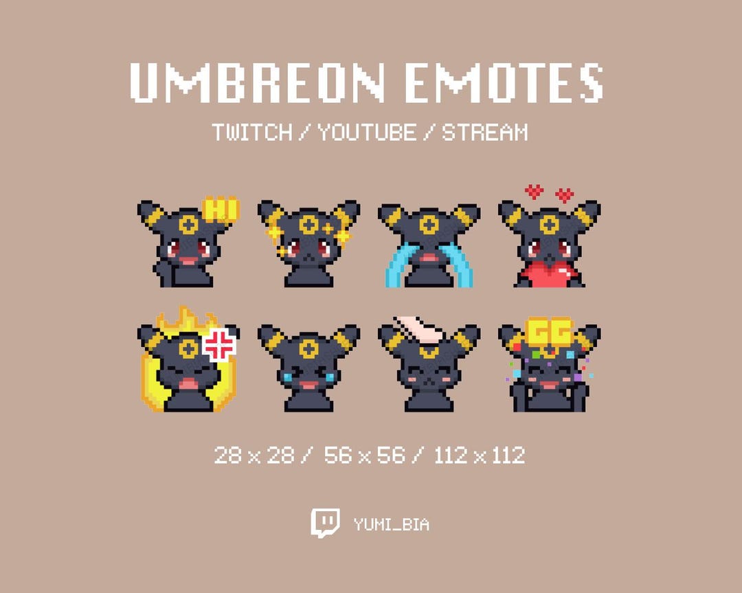 Pokémon Umbreon Twitch Emotes | Eevee | Umbreon Emotes | Anime | Kawaii ...